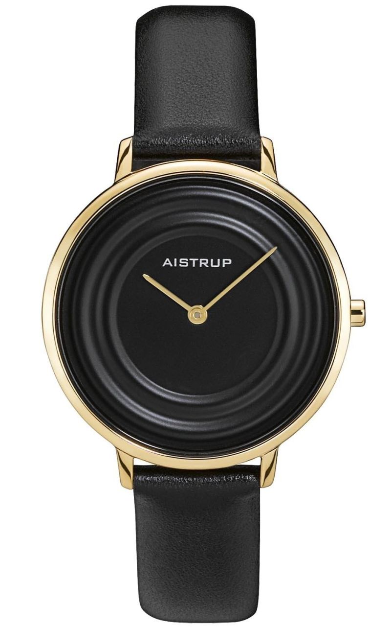Reloj de mujer negro con acabado dorado y efecto de anillos de agua ...