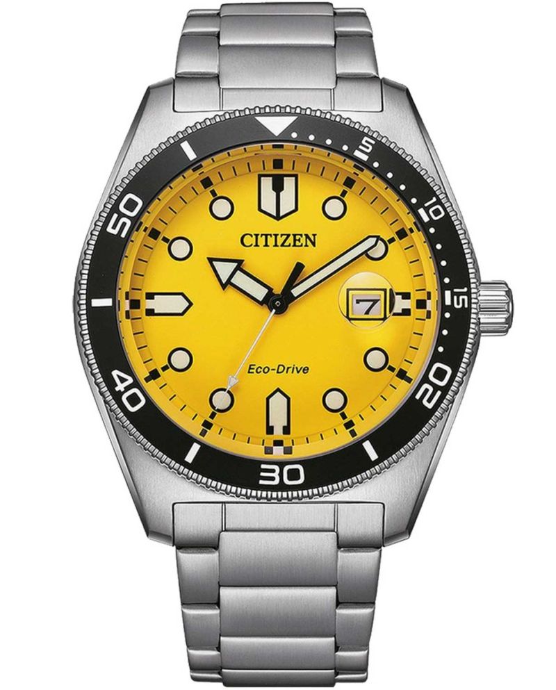 Citizen Eco-Drive reloj deportivo para hombre | Esfera dorada con bisel ...