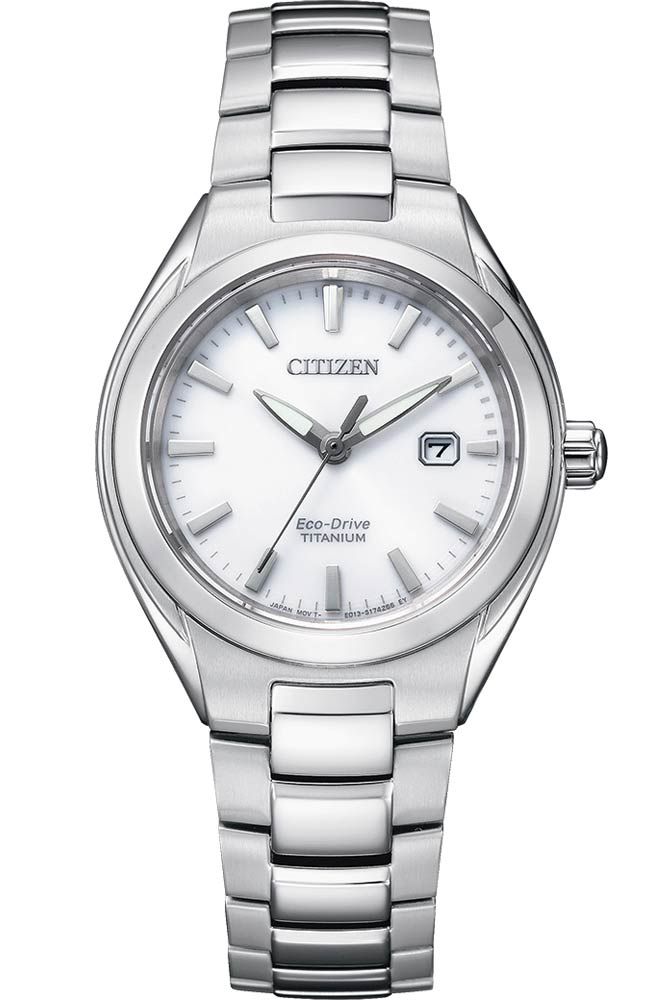 Citizen Eco-Drive titanium reloj de mujer | Esfera blanca con indicador ...